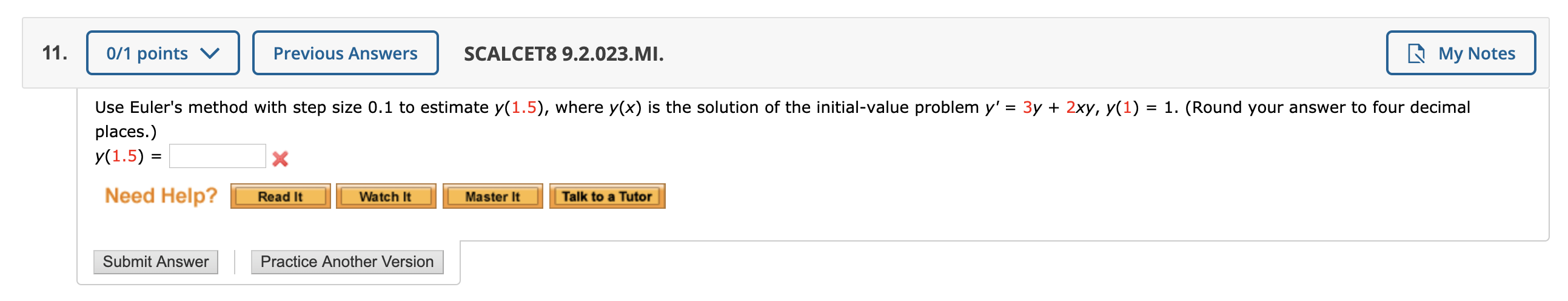 Solved 0/1 points v Previous Answers SCALCET8 9.2.023.MI. My | Chegg.com