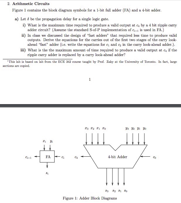 Solved 2. Arithmetic Circuits Figure 1 contains the block | Chegg.com