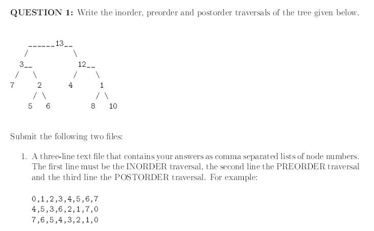 Solved Question 1 Write The Inorder Preorder And Postorder