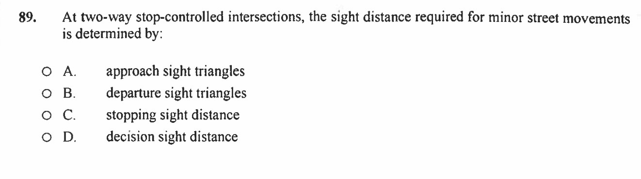 Solved 89. At two-way stop-controlled intersections, the | Chegg.com