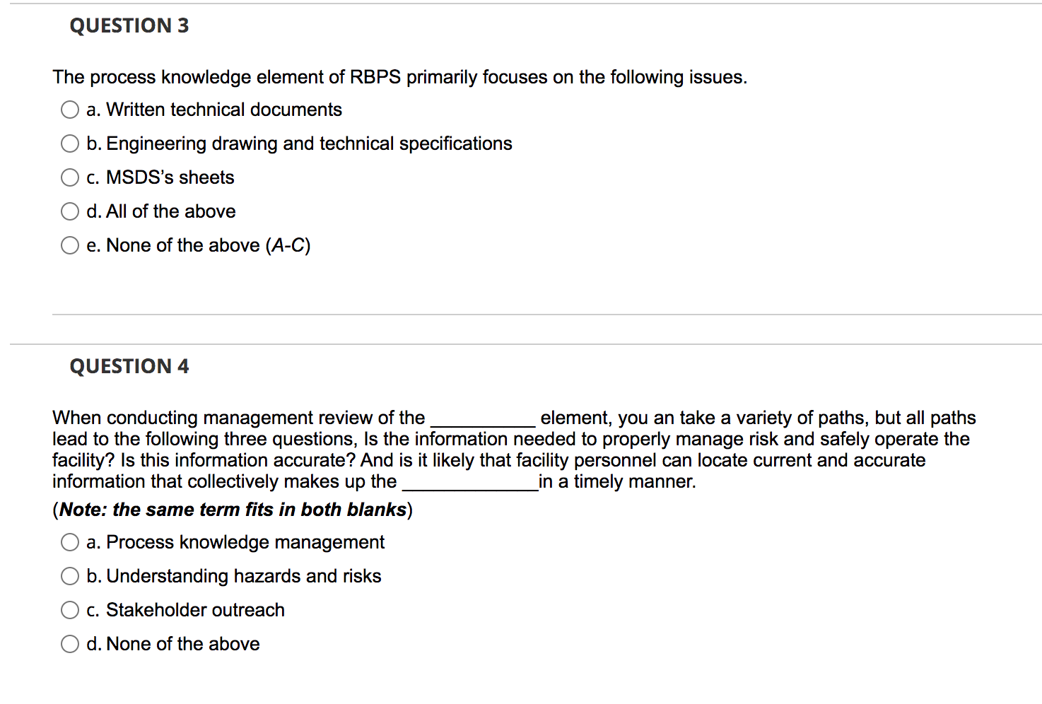 Solved QUESTION 3 The process knowledge element of RBPS | Chegg.com