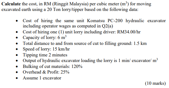 Calculate the cost, in RM (Ringgit Malaysia) per | Chegg.com