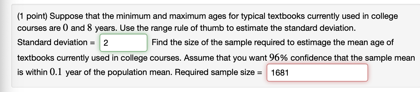 Solved (1 point) Suppose that the minimum and maximum ages | Chegg.com