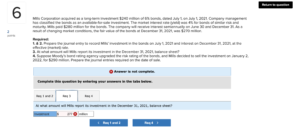 Solved Return to question 6 Mills Corporation acquired as a | Chegg.com