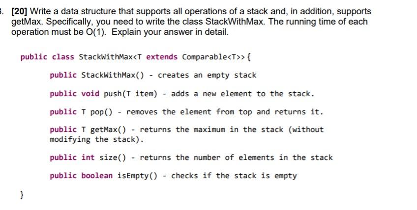 Solved [20] Write a data structure that supports all | Chegg.com