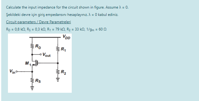 Solved Calculate the input impedance for the circuit shown | Chegg.com