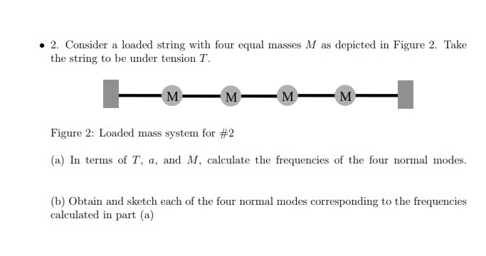 . 2. Consider a loaded string with four equal masses | Chegg.com
