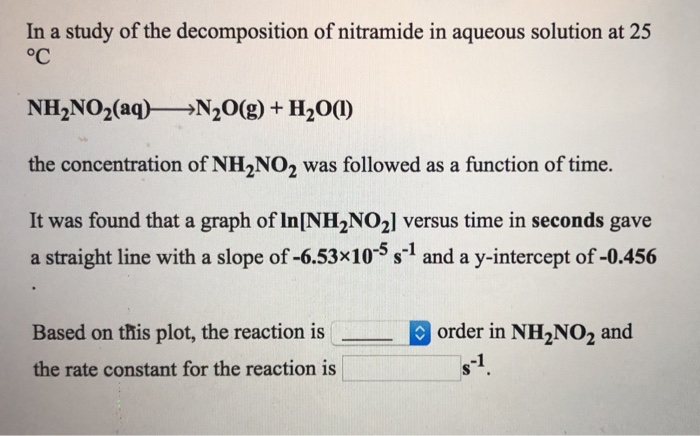 Solved In a study of the decomposition of nitramide in | Chegg.com