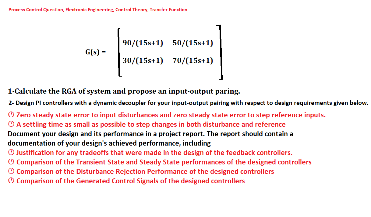 Process Control Question, Electronic Engineering, | Chegg.com