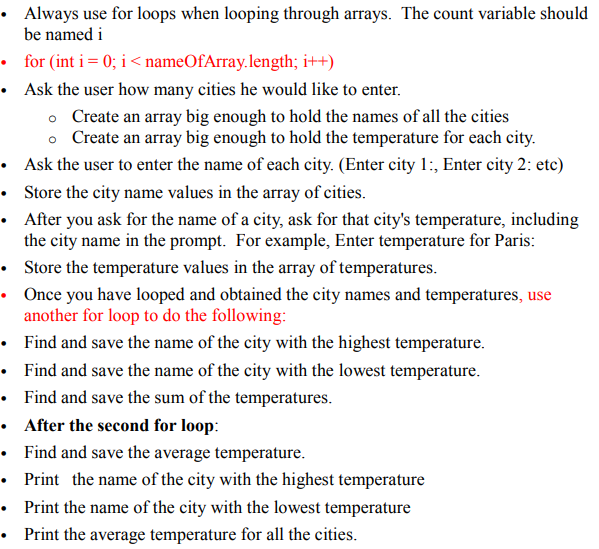 Solved int numberOfCities; String maxName; double maxTemp; | Chegg.com