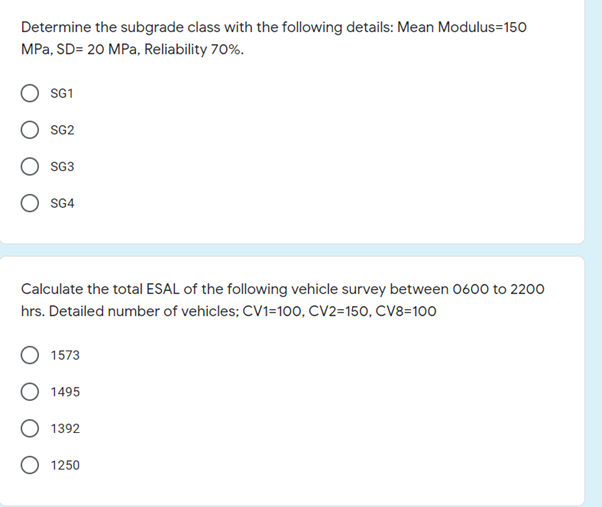 Solved Determine the subgrade class with the following | Chegg.com
