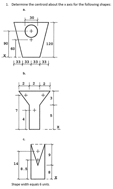 Solved 1. Determine the centroid about the \\( x \\) axis | Chegg.com
