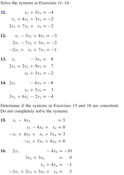 Solved Solve the systems in Exercises 11–14. 11. X2 + 5x3 = | Chegg.com