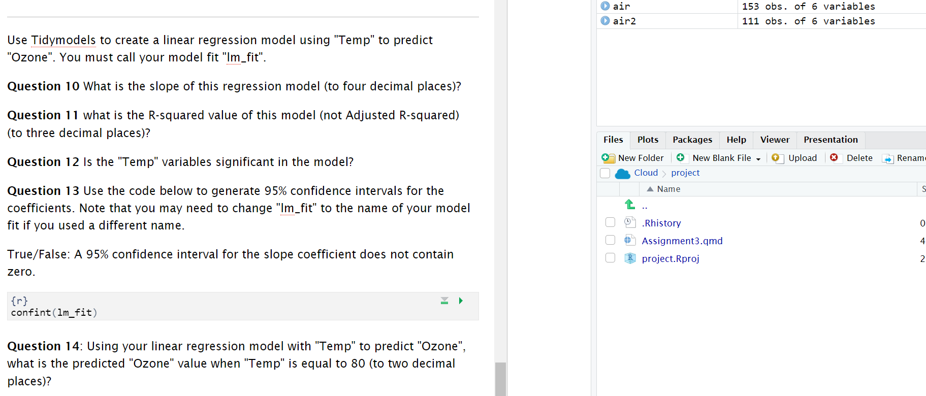 Solved Use Tidymodels To Create A Linear Regression Model