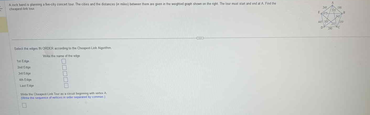 Solved A rock band is planning a five-city concert tour The | Chegg.com