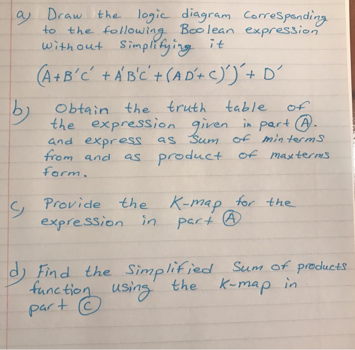 Solved Draw the logic diagram corresponding to the following | Chegg.com