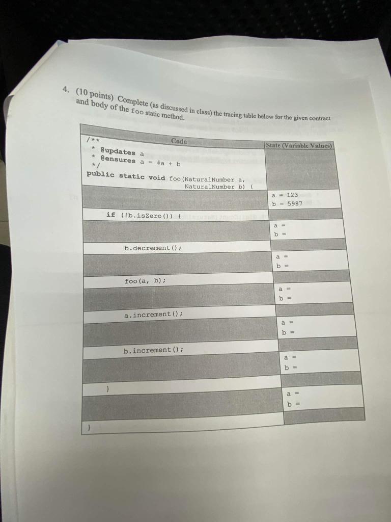 Solved 4. (10 points) Complete (as discussed in class) the | Chegg.com