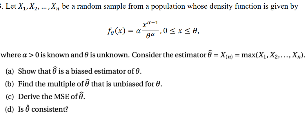 Solved Let X1,X2,…,Xn be a random sample from a population | Chegg.com