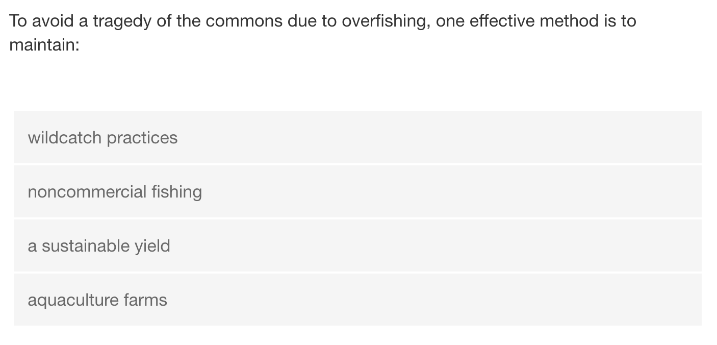 Solved To avoid a tragedy of the commons due to overfishing, | Chegg.com