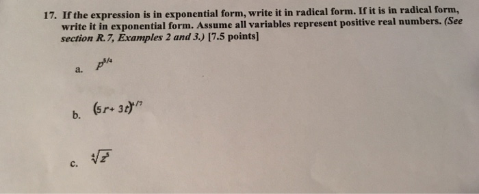 Solved If the expression is in exponential form, write it in | Chegg.com