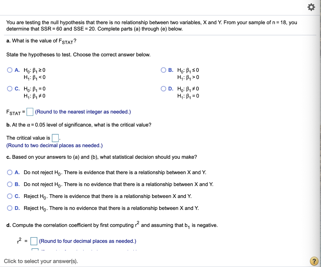 Solved You are testing the null hypothesis that there is no | Chegg.com