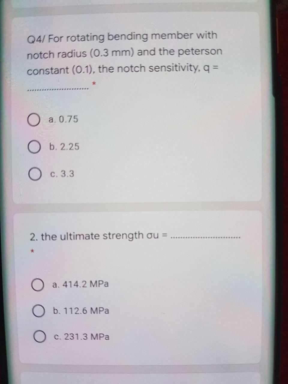 Solved Q4/ For rotating bending member with notch radius | Chegg.com