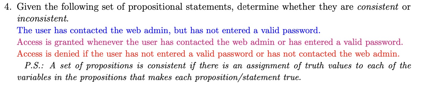 Solved 1. Given the following set of propositional | Chegg.com