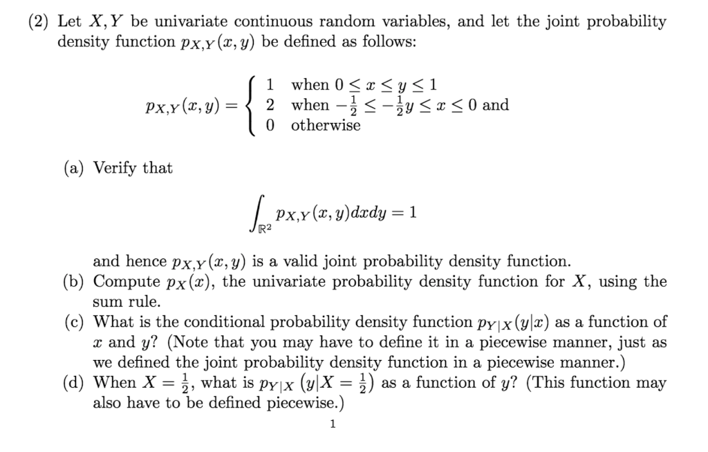 Solved (2) Let X, Y be univariate continuous random | Chegg.com