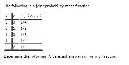 Solved The following is a joint probability mass function 0 | Chegg.com