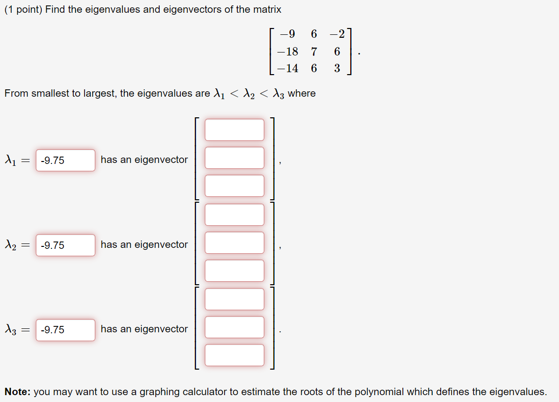 Solved Find the eigenvalues and eigenvectors of the | Chegg.com