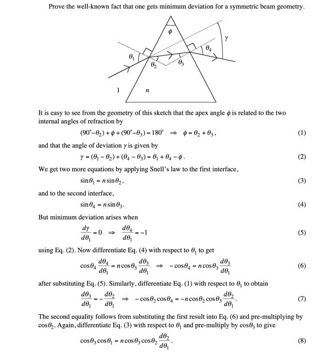 Solved Y . e 02 e 1 Fig:1 Consider the prism in Figure 1, | Chegg.com
