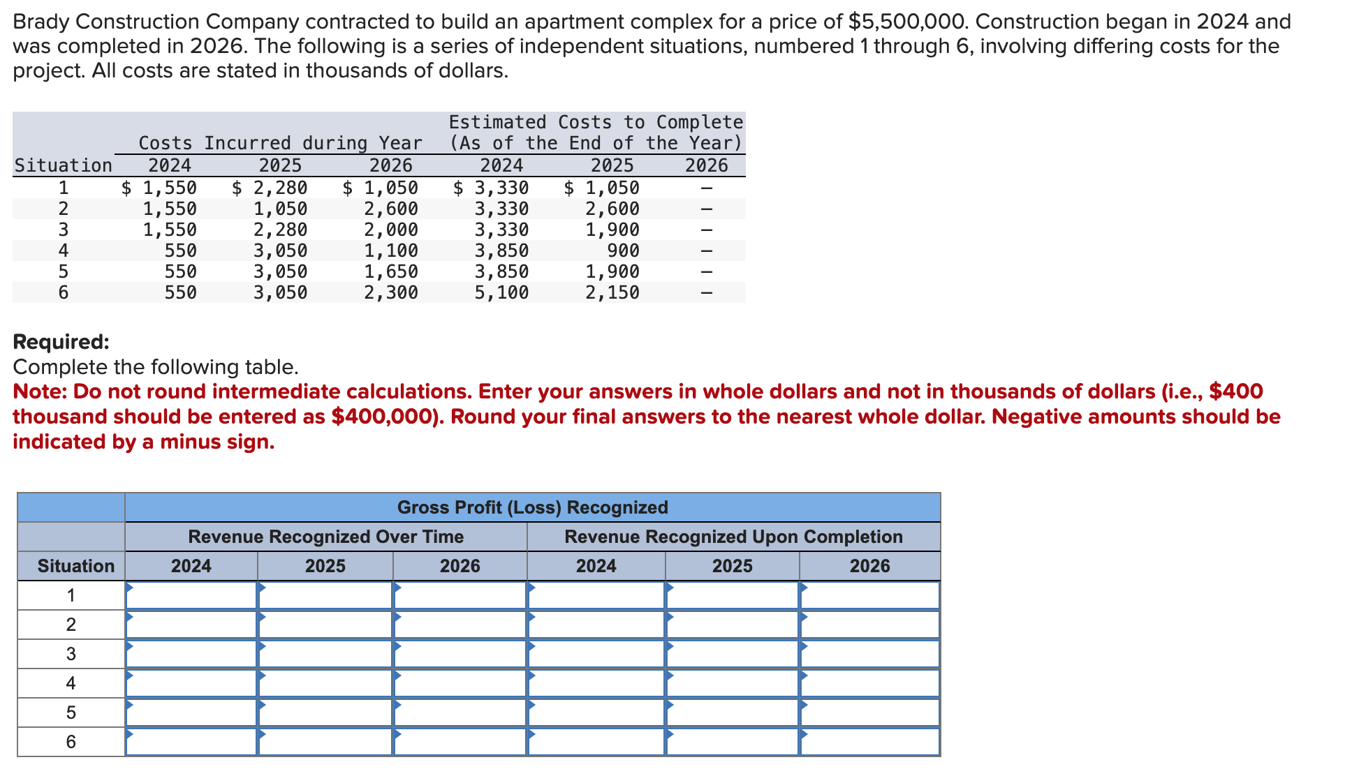 Solved Brady Construction Company contracted to build an | Chegg.com