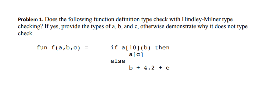 Solved Problem 1. Does the following function definition | Chegg.com