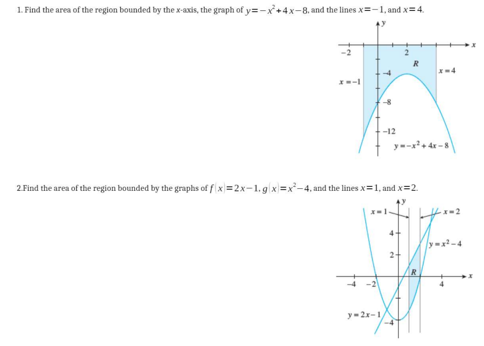 Solved 1 Find The Area Of The Region Bounded By The X Axis