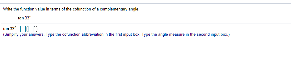 Solved Write the function value in terms of the cofunction | Chegg.com
