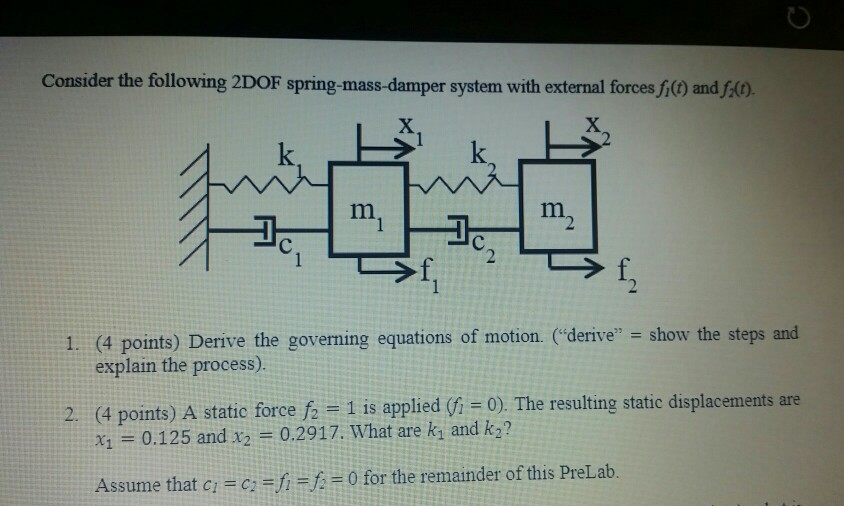 Consider the following 2DOF spring-mass-damper system | Chegg.com