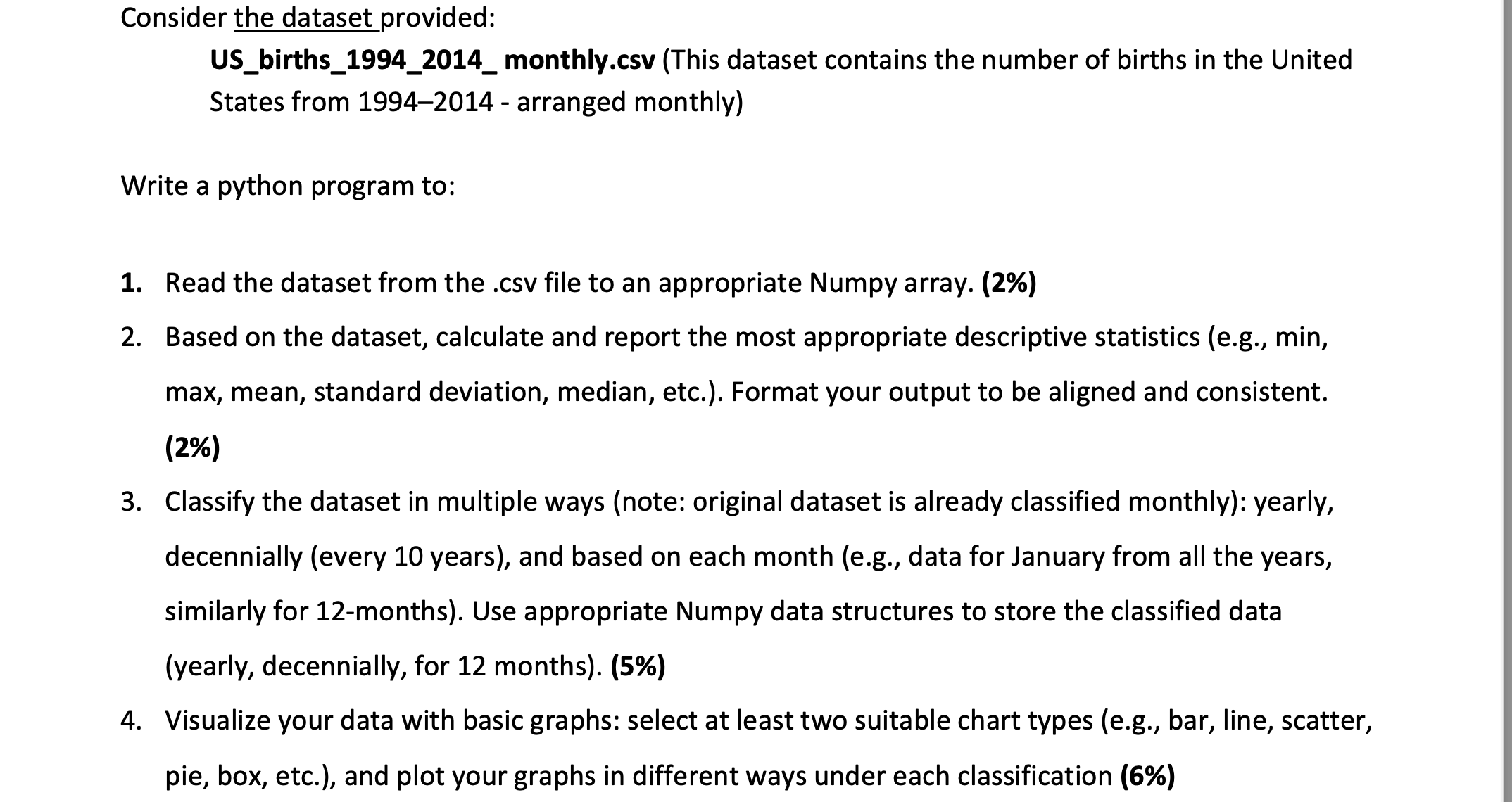 Solved Consider the dataset provided: | Chegg.com