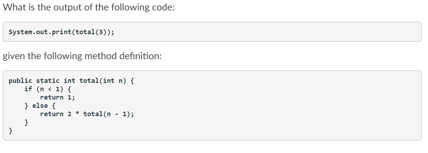Solved What is the output of the following code: | Chegg.com