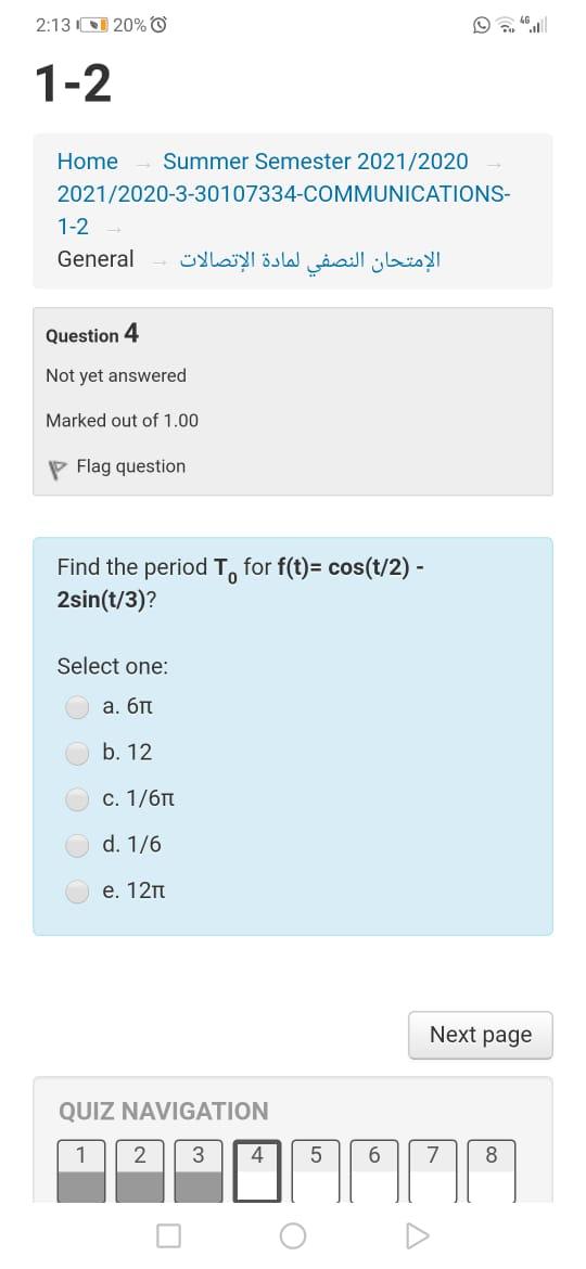 Solved 2:13 20% © 1-2 Home Summer Semester 2021/2020 | Chegg.com