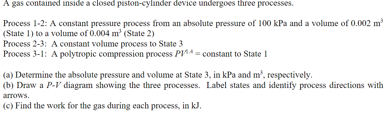 Solved A gas contained inside a closed piston-cylinder | Chegg.com
