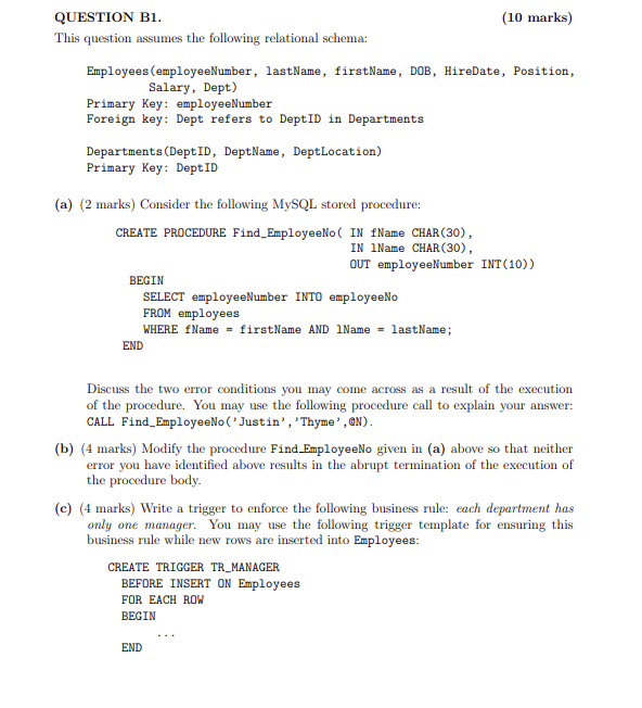 Solved QUESTION B1. (10 marks) This question assumes the | Chegg.com