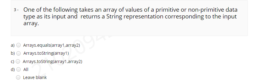 Solved One of the following takes an array of values of a | Chegg.com