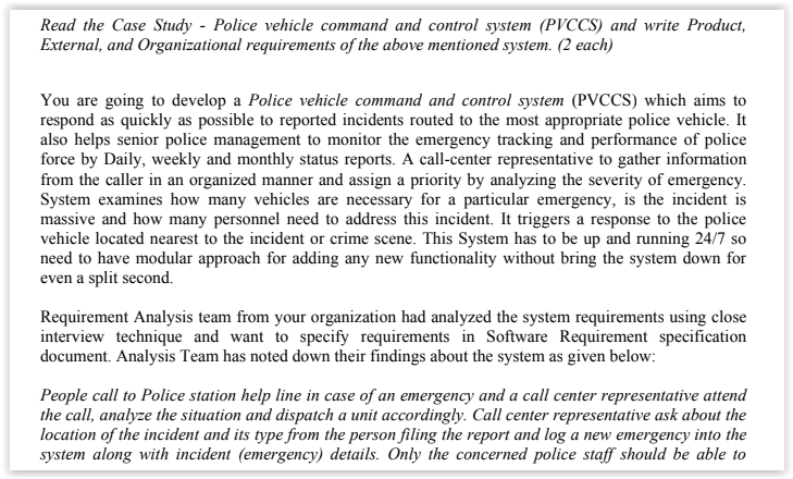 Read the Case Study - Police vehicle command and | Chegg.com