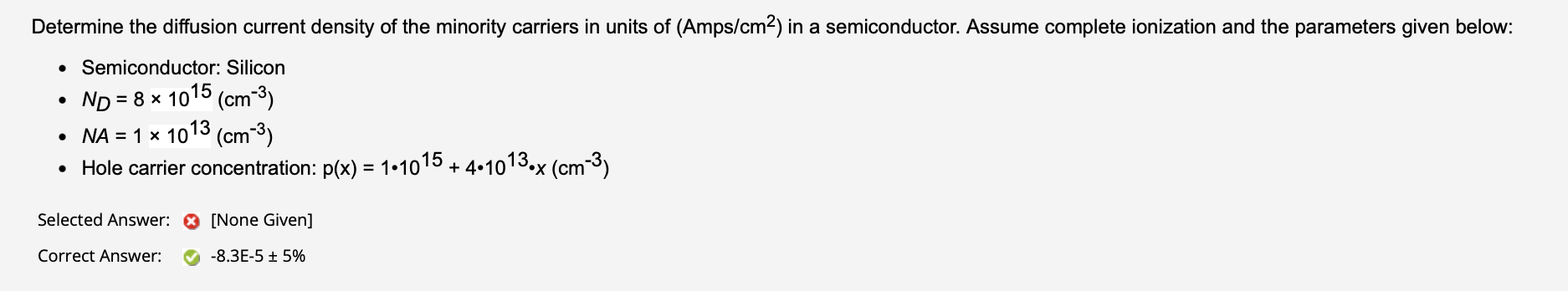 Solved Determine the diffusion current density of the | Chegg.com