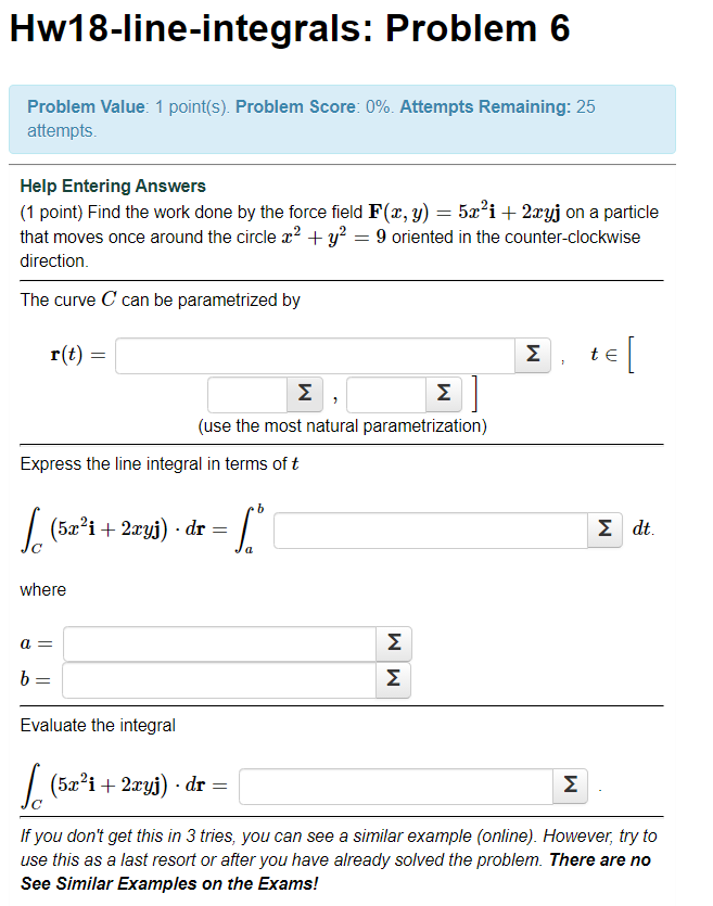 Solved Hw18-line-integrals: Problem 6 Problem Value: 1 | Chegg.com