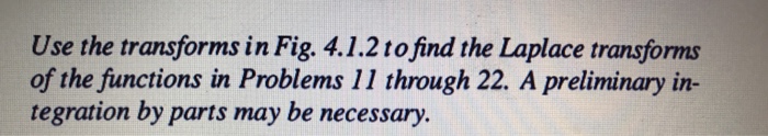 Solved Use the transforms in Fig. 4.1.2 to find the Laplace | Chegg.com