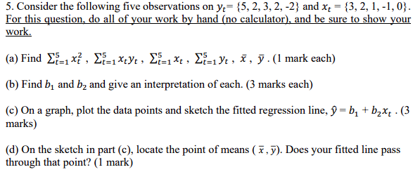 Solved 5. Consider the following five observations on | Chegg.com
