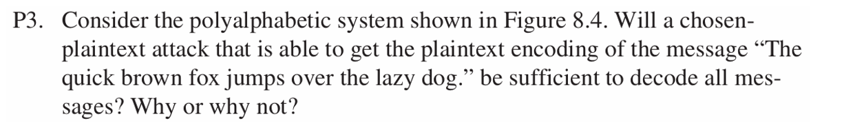 P3. ﻿Consider the polyalphabetic system shown in | Chegg.com