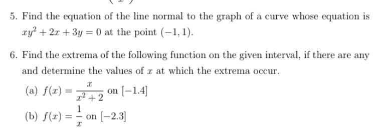 Solved 5. Find the equation of the line normal to the graph | Chegg.com