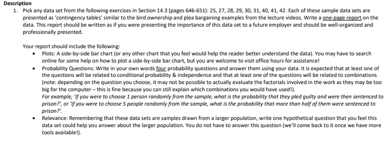 Solved Description 1. Pick any data set from the following | Chegg.com